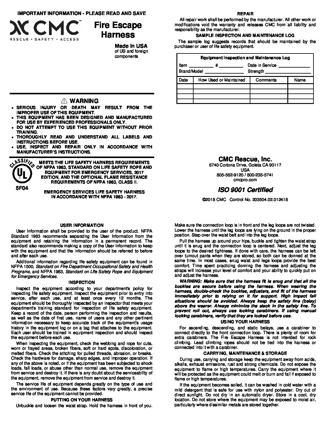 Personal Escape | Search and Rescue Personal Escape | Fire Rescue ...